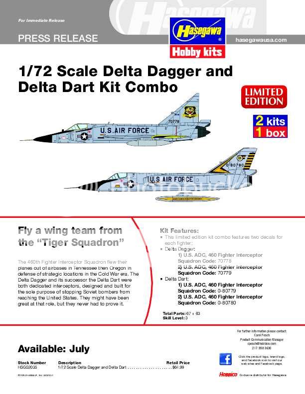 Hasegawa 1/72 Delta Dagger and Delta Dart Kit Combo - Coming ...